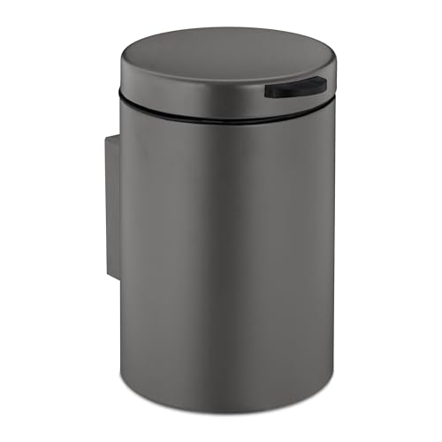 Relaxdays Wall Mounted Bathroom Bin, 3 Litres, Drop-down Mechanism ...