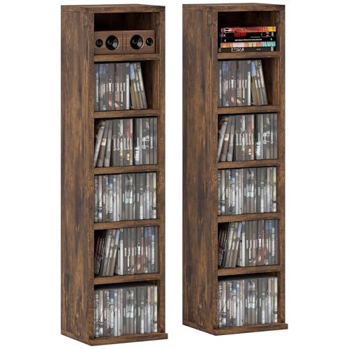 HOMCOM 204 CD Media Display Shelf Unit Set of 2 Blu-Ray Tower Rack w ...