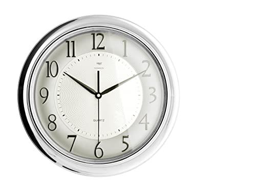 H&H Wall clock thompson round cm 37 silver color. watches by Amazon ...