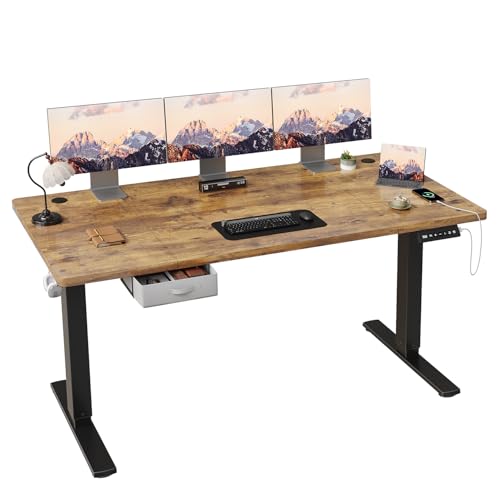 JUMMICO Height Adjustable Electric 180 x 80cm Standing Desk with Drawer ...