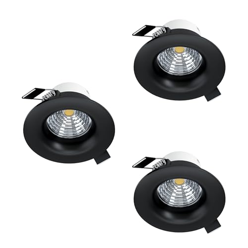 Eglo Set of 3 recessed spotlights Saliceto, dimmable Ceiling Spots ...
