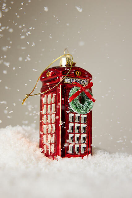 Red Telephone Box Glass Ornament by Anthropologie | ufurnish.com