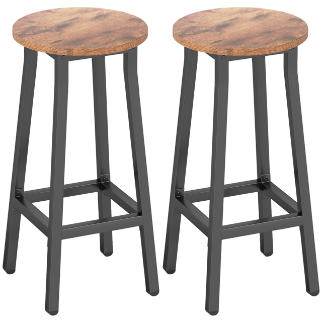 HOMCOM Bar Stools Set of 2 Breakfast Bar Stools with Footrest ...