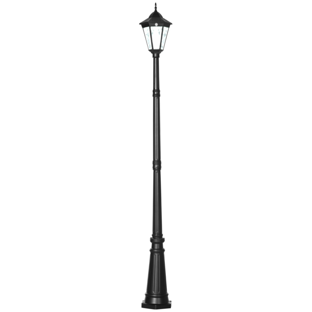 Outsunny Solar Sentinel: 2.4m LED Lamp Post Light, Aluminium Frame, PIR ...