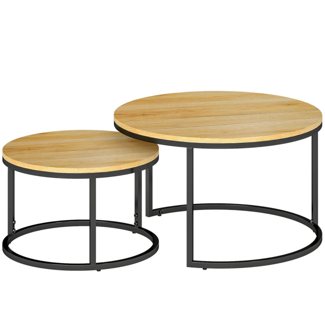 HOMCOM Set of Two Wood-Effect Stacking Tables - Natural by Aosom ...
