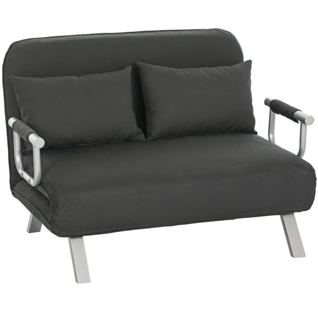 HOMCOM Two-Seater Click-Clack Sofa Bed - Charcoal Grey by Aosom ...