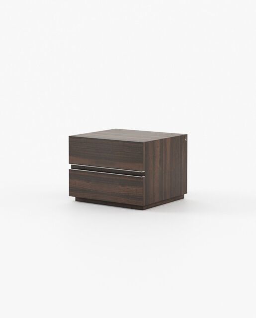 Laskasas CONNOR Bedside Cabinet & Table Smoked Eucalyptus Veneer Matte ...