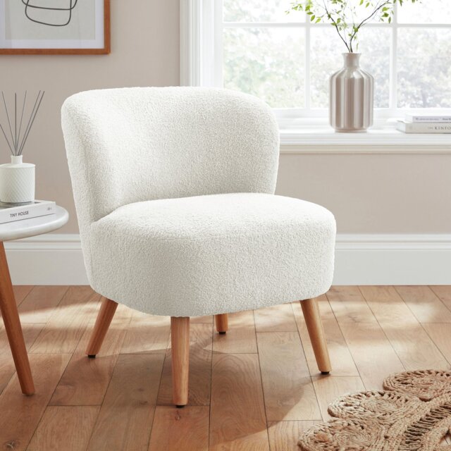 GFW Evie Boucle Teddy Accent Chair- Cream by Argos | ufurnish.com