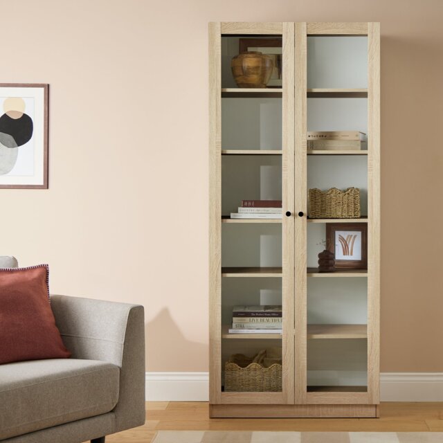 Argos Home Carla 2 Door Display Cabinet - Oak by Argos | ufurnish.com
