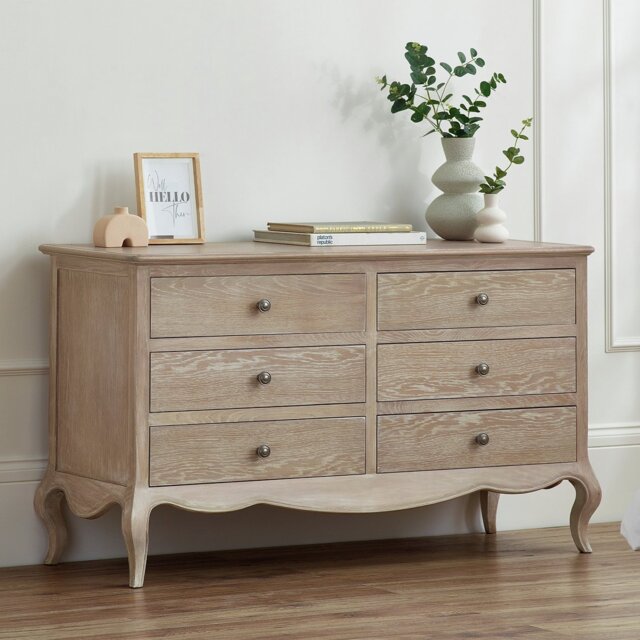 Julian Bowen Camille Wide 6 Drawer Chest - Oak by Argos | ufurnish.com