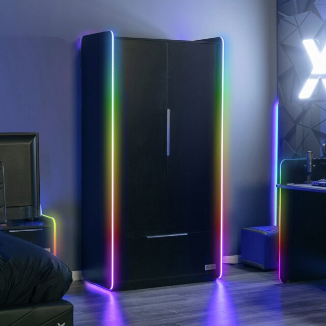 X Rocker Electra 2 Door Wardrobe with App Control LED-Black by Argos ...