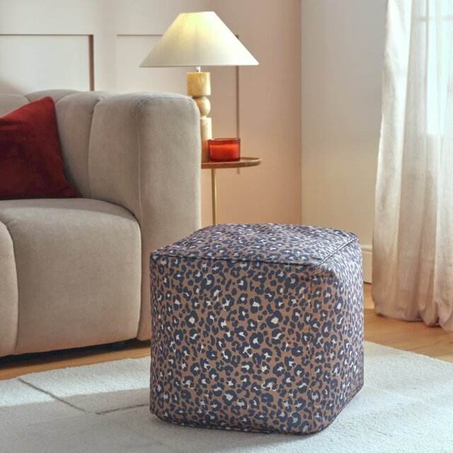 Argos Home Thea Fabric Pouffe - Leopard Print by Argos | ufurnish.com
