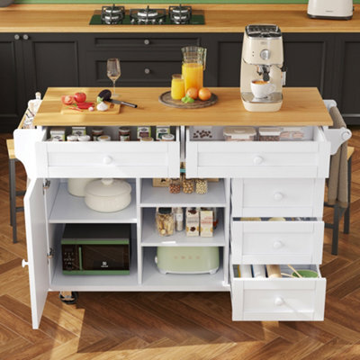 Fascinate Matteo White Kitchen Storage Trolley: Drawers, Adjustable ...