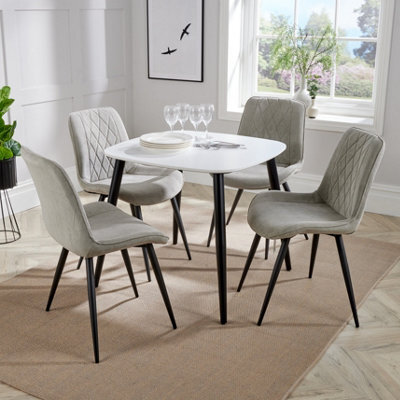 Core Products Aspen White 80Cm Square Dining Table With 4 Light Grey ...