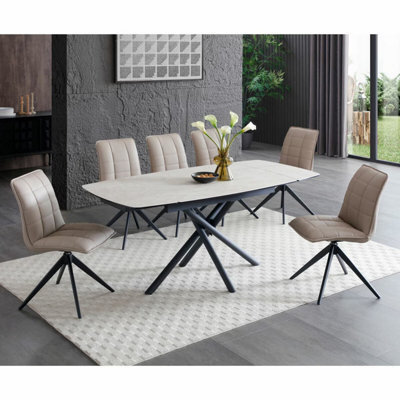 Indus Valley Skylar Ceramic Extending Dining Table Set 120-180 Cm, 6 ...