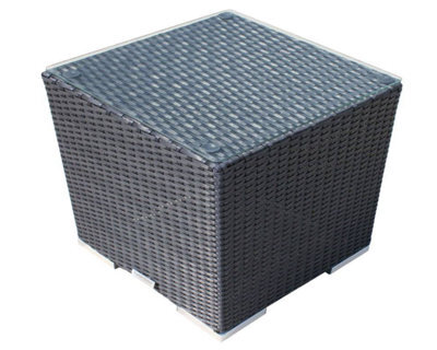 Tall Square Rattan Side Table In Black With Free Outdoor Cover by B&Q ...