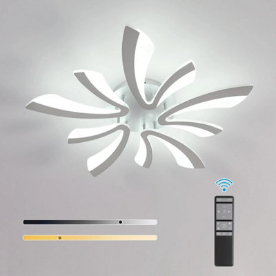 48W Dimmable Led Ceiling Light Silver Chandelier Pendant Lamp Living ...