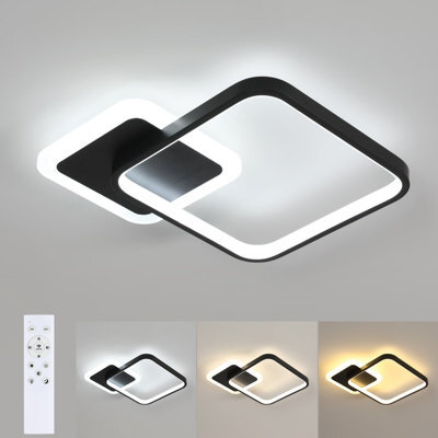 Pheashine Black Square Led Acrylic Ceiling Light, 20W Stepless Dimming ...