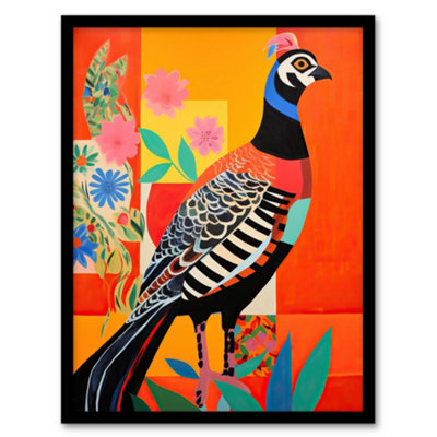 Wee Blue Coo Framed Wall Art Party Pheasant Oil Painting Orange Blue ...