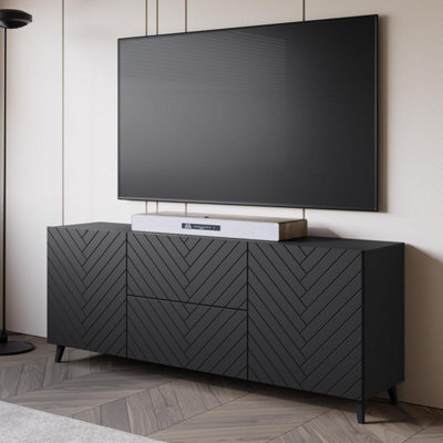 Fwstyle 2 Door 2 Drawer Black Herringbone Sideboard Tv Unit by B&Q ...