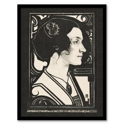 Artery8 Richard Roland Holst Framed Wall Art Woman Stained Glass Sketch ...