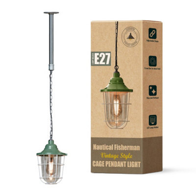 Industrial Galvanized Conduit 40Cm Pipe Pendant Light E27 Fisherman's ...