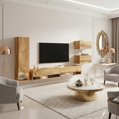 Amadeo Modern Wotan Wall Unit Tv Cabinet And Hanging Storage With Wotan ...