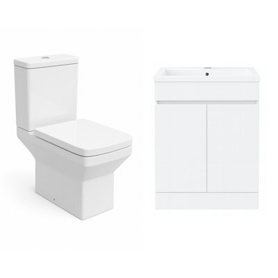 ASRA 500mm Floor Standing Bathroom Vanity Unit Grey & Square Design ...