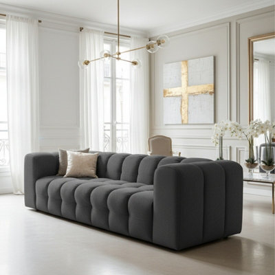 Baloo Three Seat Elegant Modern Sofa Dark Grey by B&Q | ufurnish.com
