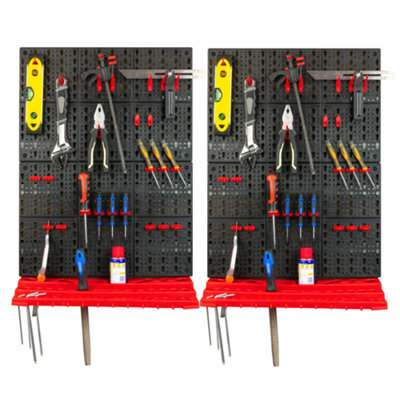 Kct 3 Pcs Garage Wall Mounted Tool Holder Board With Shelf Rack Set - 2 ...