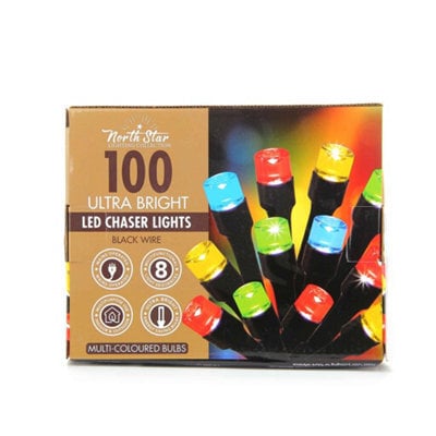 100 Led Ultra Bright Chaser Lights With Black Wire - Multicoloured by B ...
