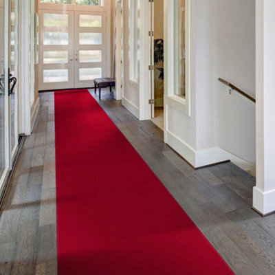 Plain Red Hall Runner Carpet Runner Rug by B&Q | ufurnish.com