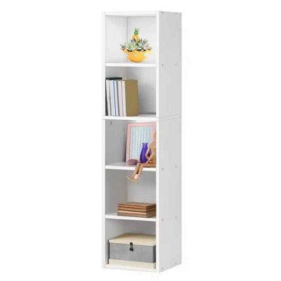5 Cube Storage Unit, Cube Bookcase, Wooden Cube Organiser Shelving Unit ...