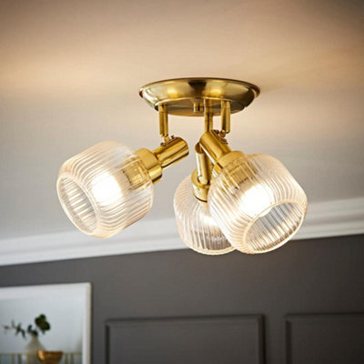 Valuelights Calpe 3 Way Brushed Gold Adjustable Ceiling Spotlight With ...