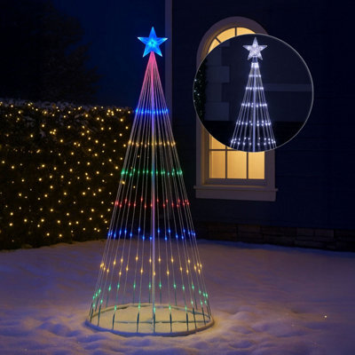 Neo 6Ft White Waterfall Led Outdoor Christmas Tree Light Remote ...