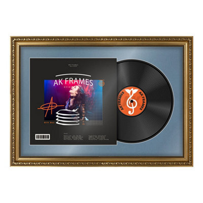 "AK Frames 25X17"" Gold Ornate Vinyl Record Frame With Pompadour Mount ...