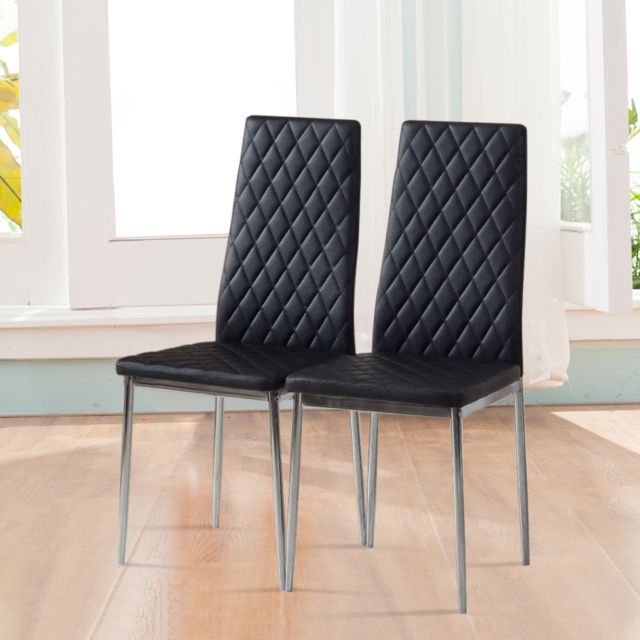 Living & Home PVC High Back Modern Dining Chairs Set of 2 by Bed ...