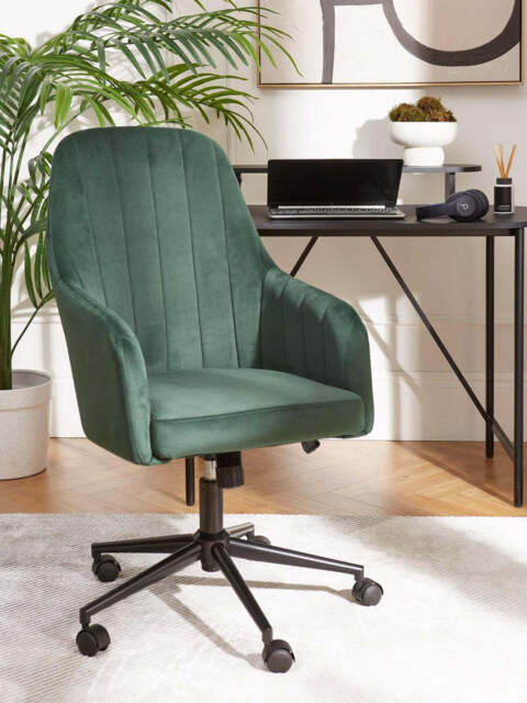 "Molby Fabric Office Chair Green Black - Ergonomic - Gas Lift - Home ...