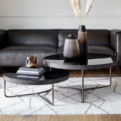 Libra Knightsbridge Black Glass Round Coffee Table - Set of 2 by Choice ...