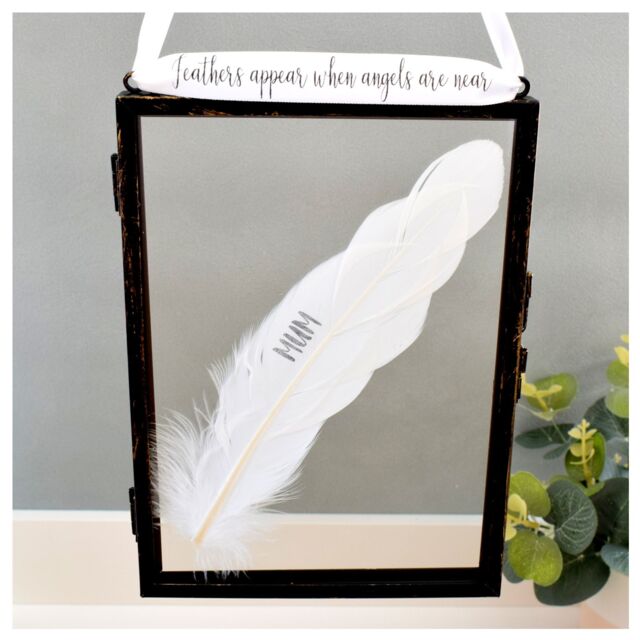 In Memory of Mum Real feather Floating Picture Frame. Memorial Gift by ...