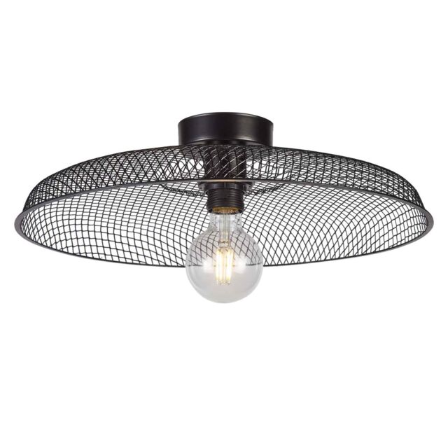 First Choice Lighting Cassidy - Large Black Mesh Ceiling Flush Light by ...
