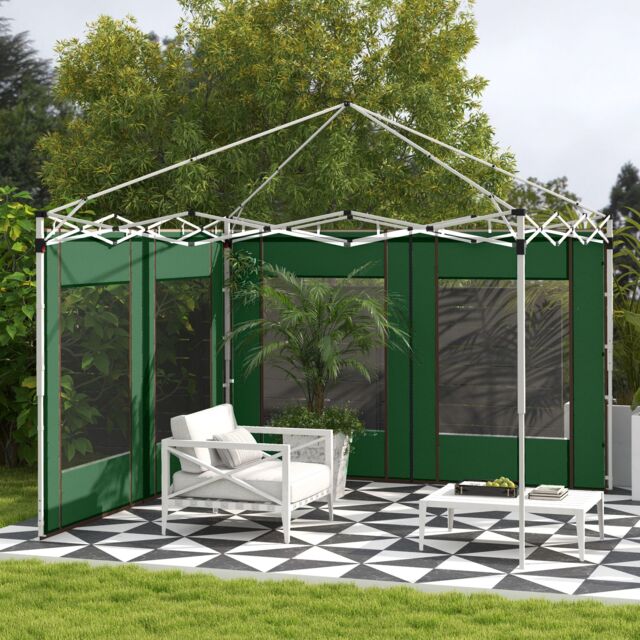 OUTSUNNY 3x3(m) or 3x6m Pop Up Gazebo Side Panels with Windows in Green ...