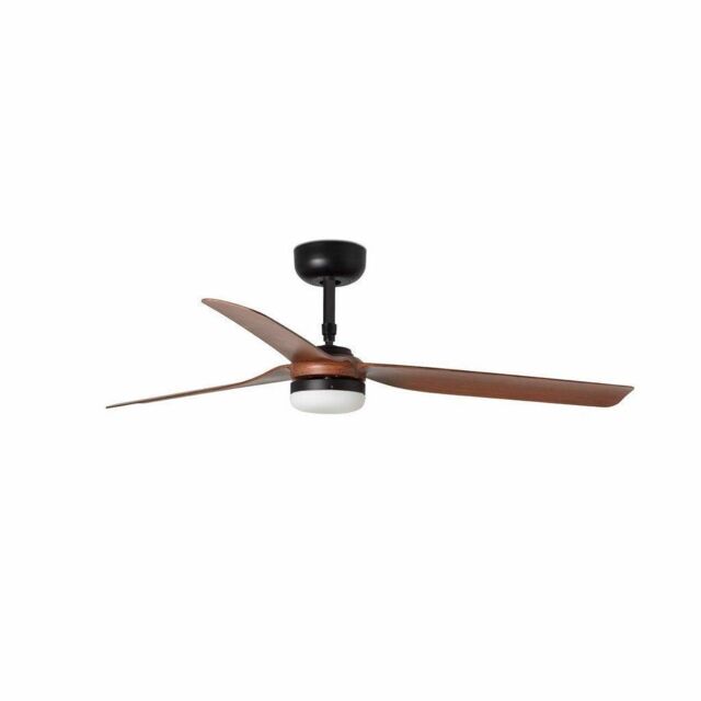 Netlighting Punt Led Black Dark Wood Ceiling Fan With DC Motor by ...