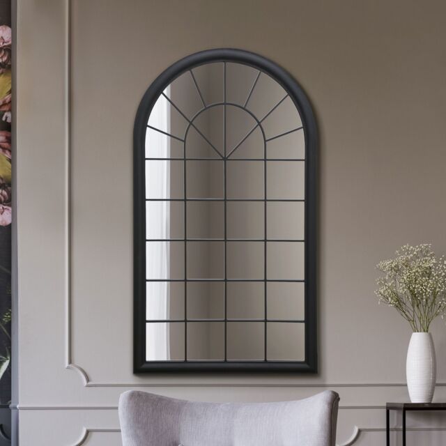 MirrorOutlet The Somerley Country Black Rustic Arched Mirror 129CM X ...