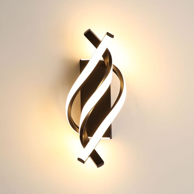 Goeco Modern Curved Led Wall Light 18W 3000K Warm White Light in Black ...