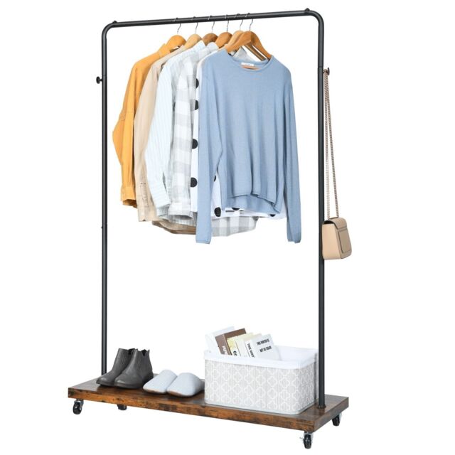 Costway 2 IN 1 Industrial Metal Clothes Rails Stand Garment Coat Rack ...