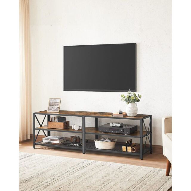 Extra Wide TV Stand Cabinet Storage Shelves Steel Frame Entertainment ...