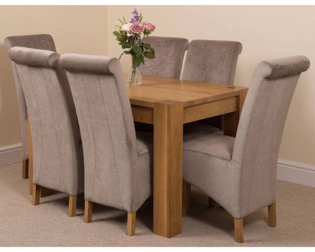 Thats Furniture Kuba 125 x 80 cm Chunky Oak Small Dining Table & 6 ...