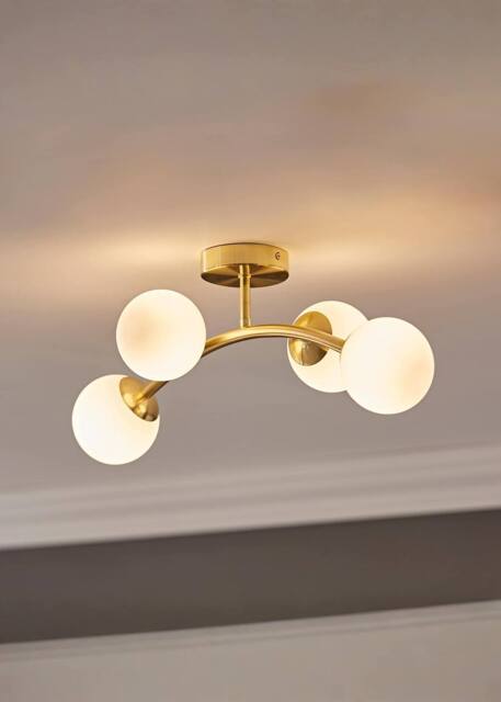 ValueLights Jas 4 Way Ceiling Light with Opal White Frosted Glass Globe ...