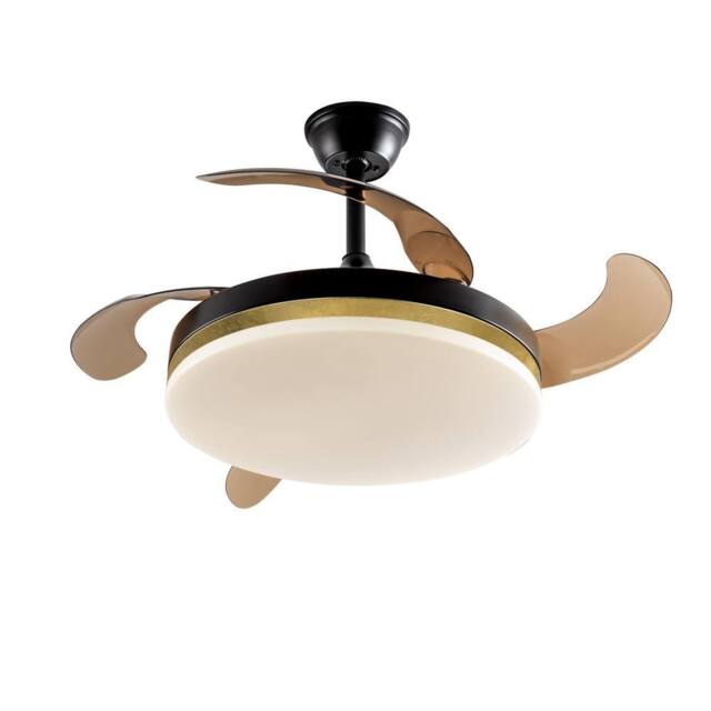 Netlighting Vento Ceiling Fan Matt Black & Gold Leaf 30006000K Remote ...